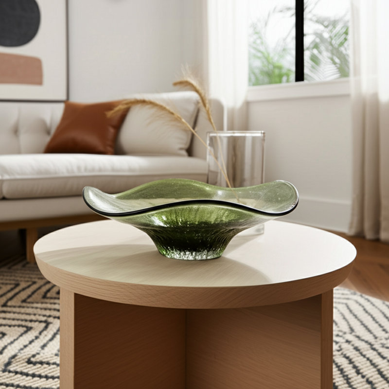 Brayden Studio® 16" Inmar Green Glass Bowl & Reviews | Joss & Main